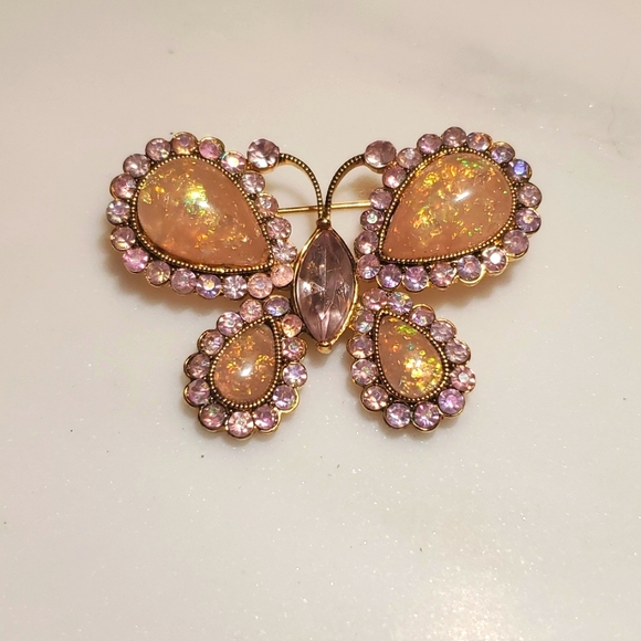 unknown | Jewelry | Pink And Gold Tone Butterfly Pin | Poshmark